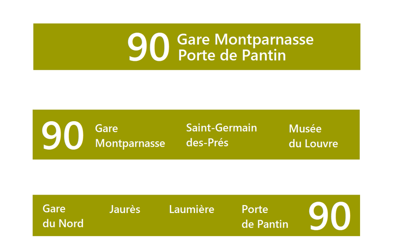 Bandeaux du bus RATP de la ligne 90 - BUS RATP LIGNE 90